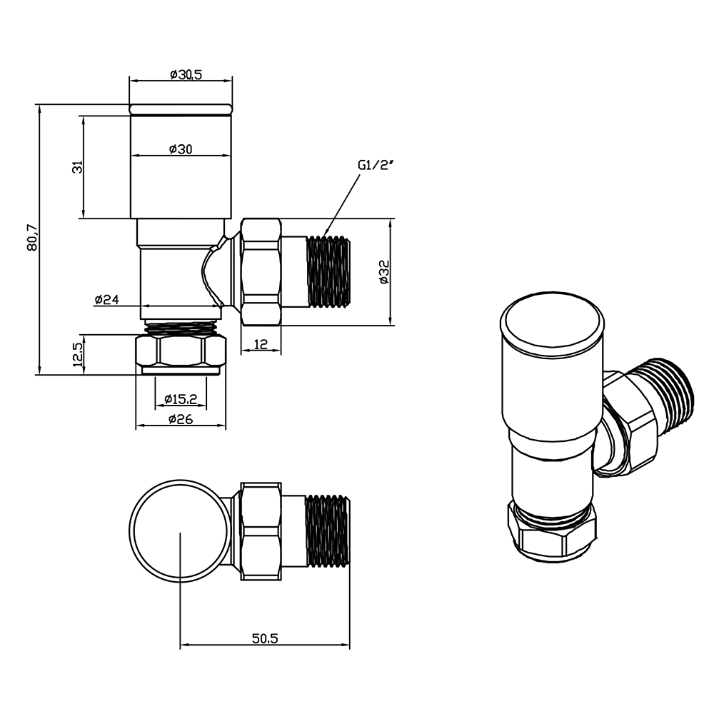EliteHeat Angled Radiator Valves (Pair) | Only Radiators